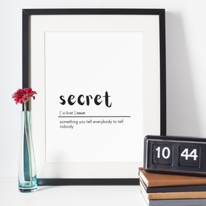 Secret Definition Printable DIGITAL DOWNLOAD Funny Definition Poster ...