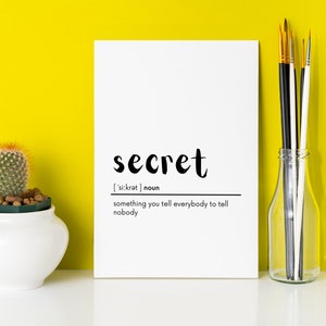 Secret Definition Printable DIGITAL DOWNLOAD Funny Definition Poster ...