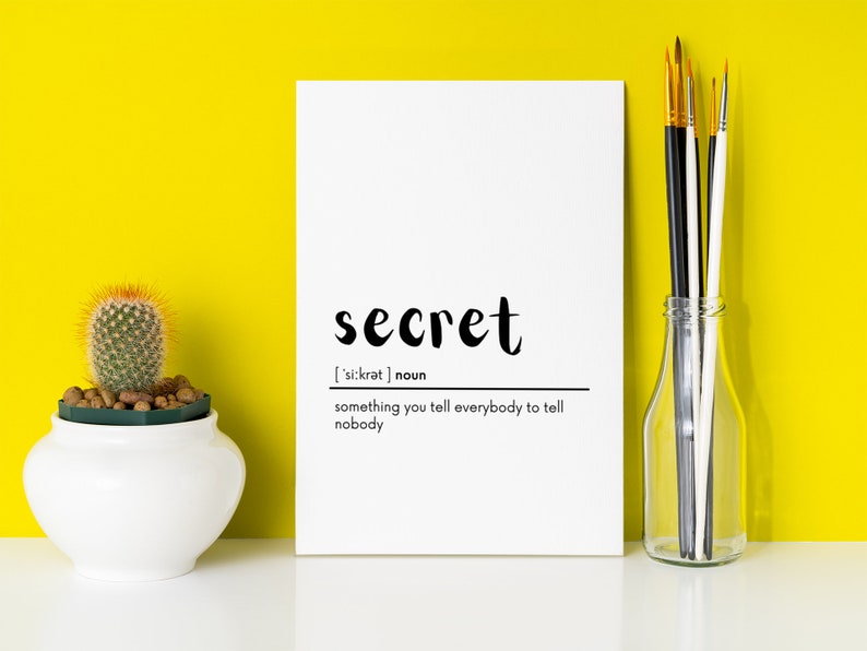 Secret Definition Printable DIGITAL DOWNLOAD Funny Definition Poster ...