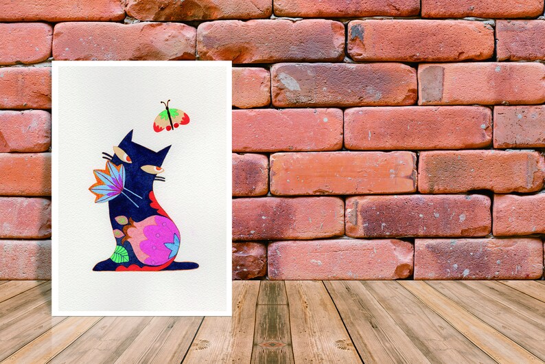 Cat Illus Printable-cat Illustration-cat Lover-printable Art hand ...