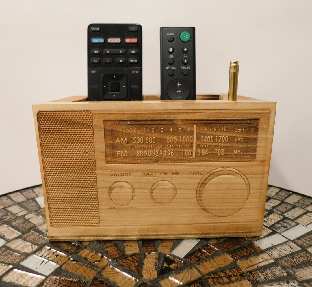 Retro Radio Wooden Remote Control Holder: Farmhouse Desk Organizer - Etsy