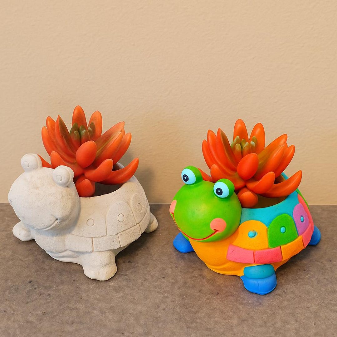 Unpainted Cement Turtle Planter: Paint Your Own Turtle Decor - Etsy