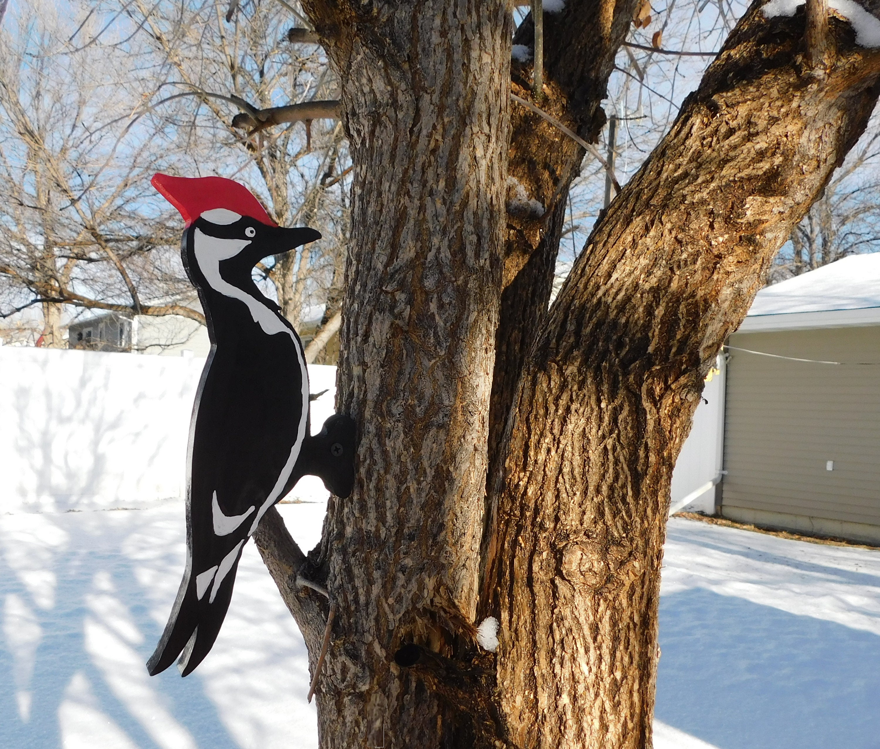 Wooden Woodpecker Yard Decor, Red-head Woodpecker Garden Accent - Etsy