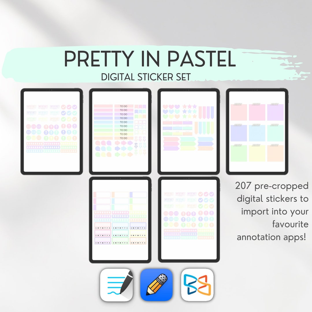 Digital Stickers - Pastel Rainbow Pack With Habit Tracker, Goodnotes ...