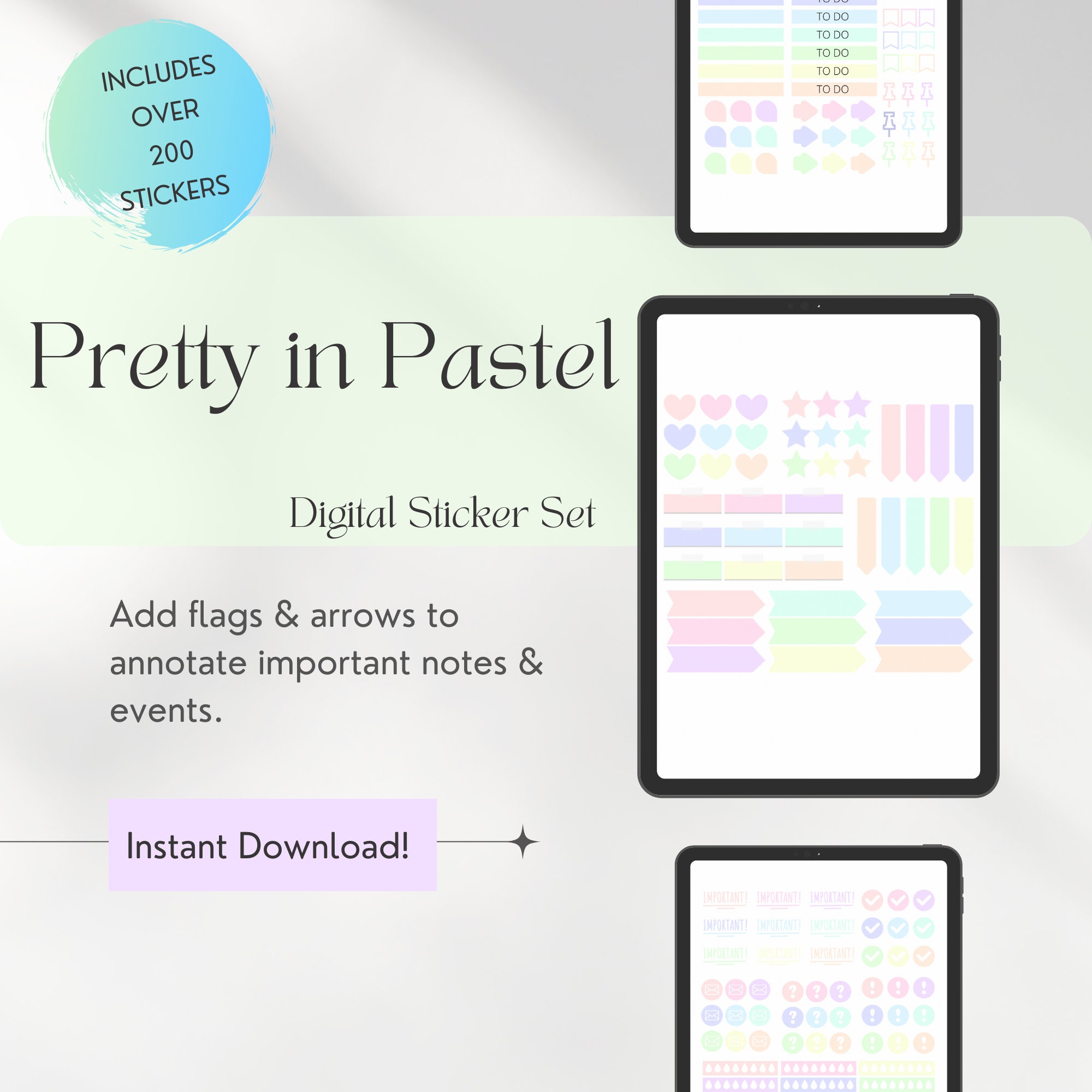 Digital Stickers - Pastel Rainbow Pack With Habit Tracker, Goodnotes ...