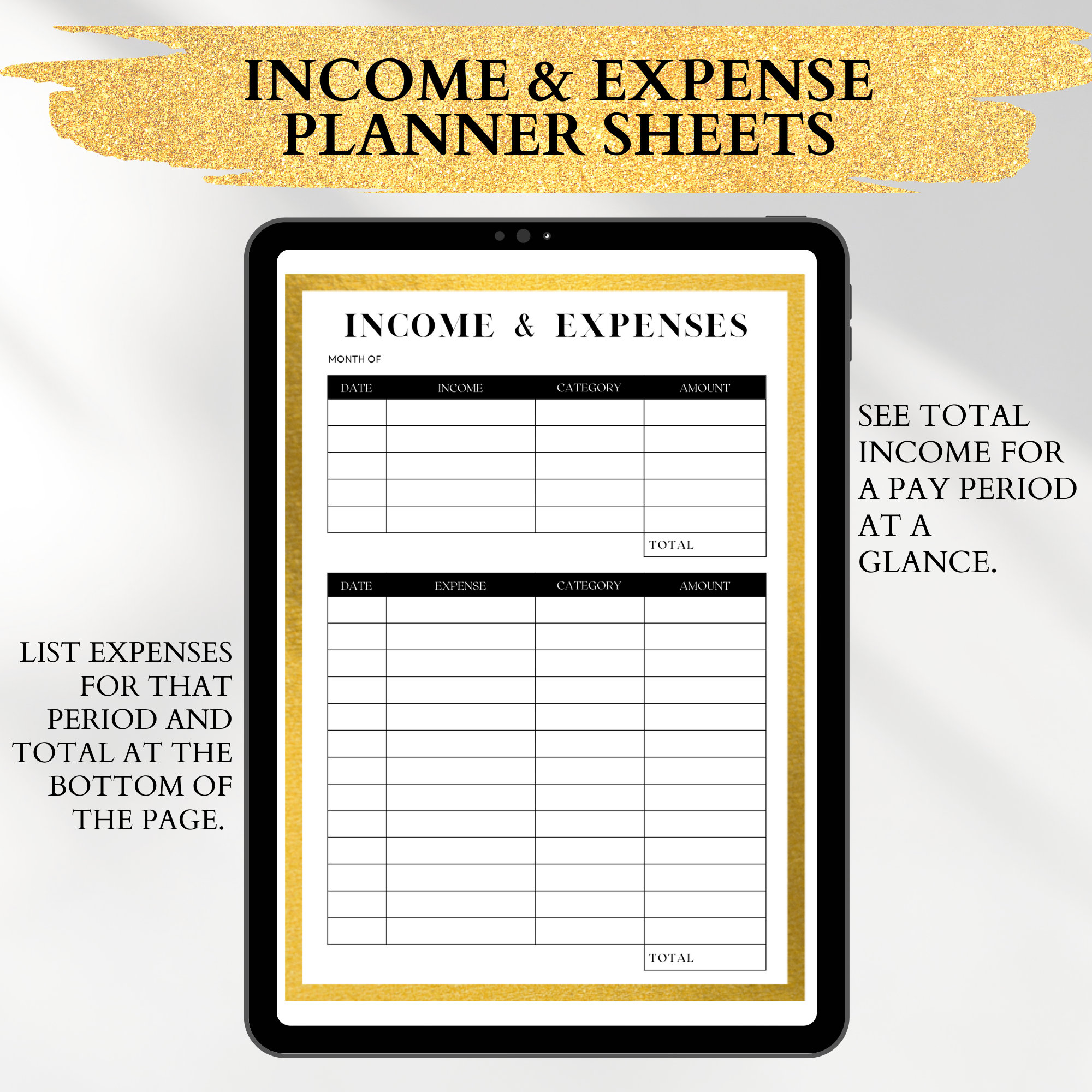 Income and Expense Tracking Worksheets, Minimalist Design, ADHD Planner ...