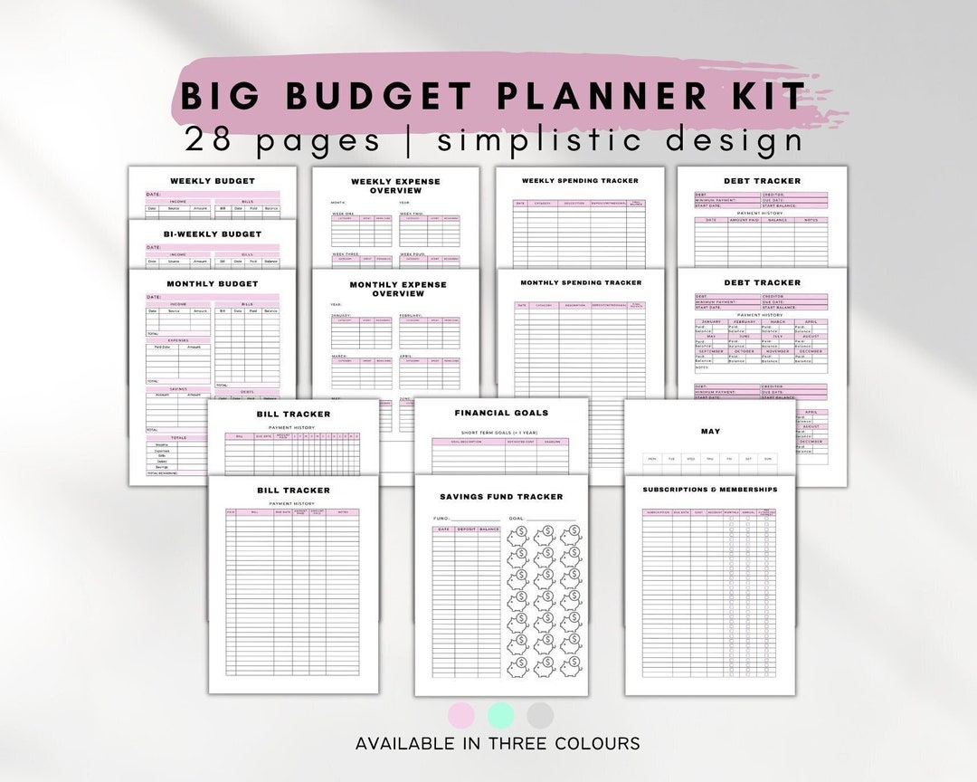 Back to School Budget Planner - 28 Page ADHD Friendly, PINK Simple ...