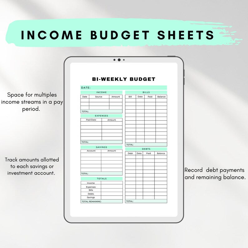 Income and Expense Budgeting Sheets, Minimalist Design, Simple Layout ...