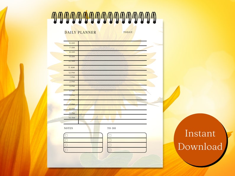 Sunflower Printable to Do List, Planner, Productivity, Tasks, List ...