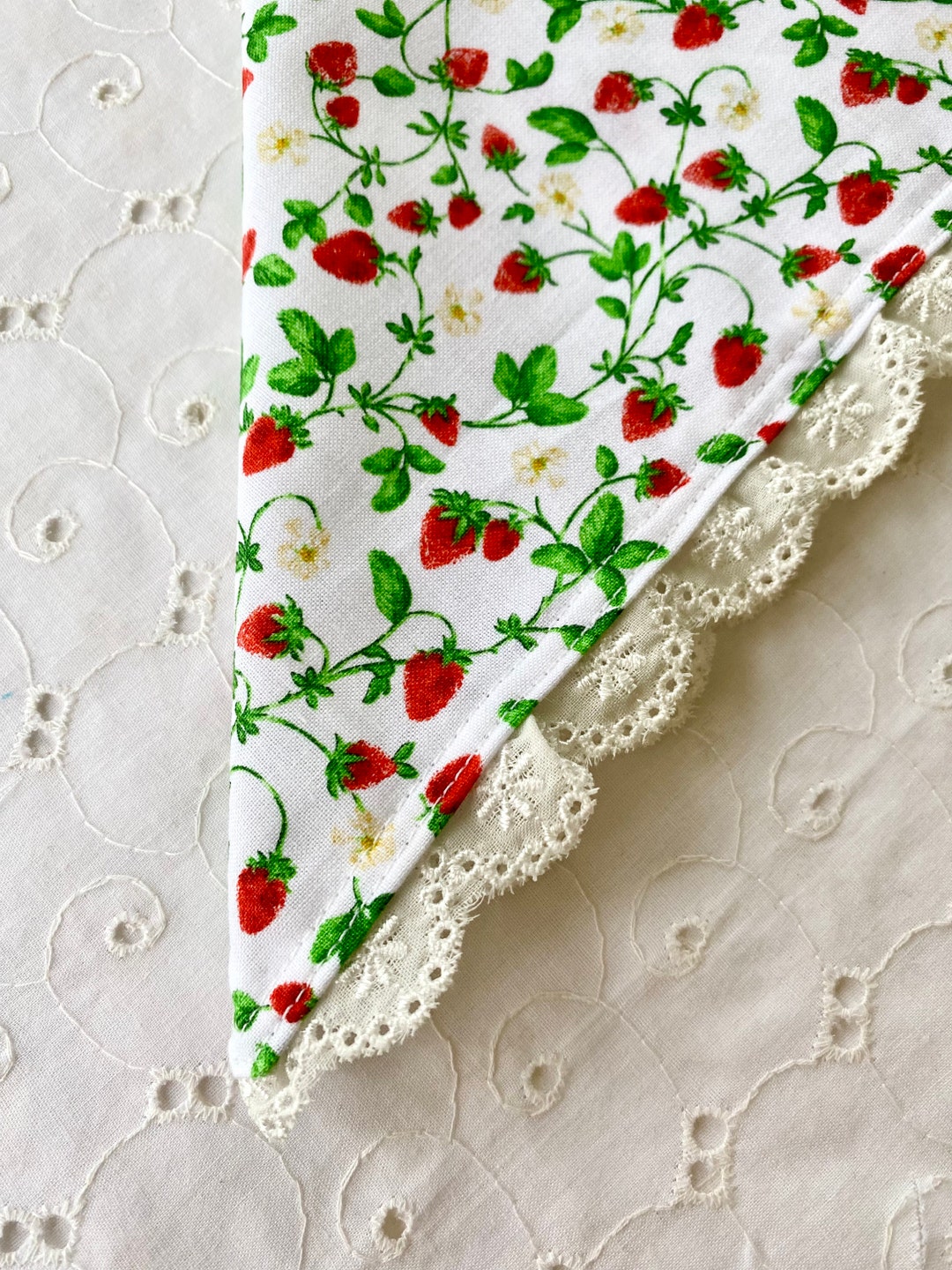 Strawberry Hair Kerchief Cute Cottagecore Delicate White Floral Lace ...