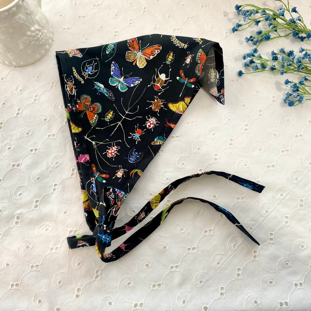 Bandana Insect Black Kerchief Organic Cotton Bandanas Botanical Bug ...