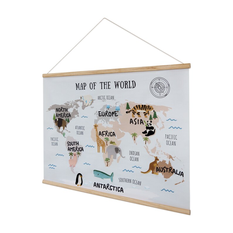 32 X 24 Inch Embroidered World Map Poster for Kids With Wood - Etsy