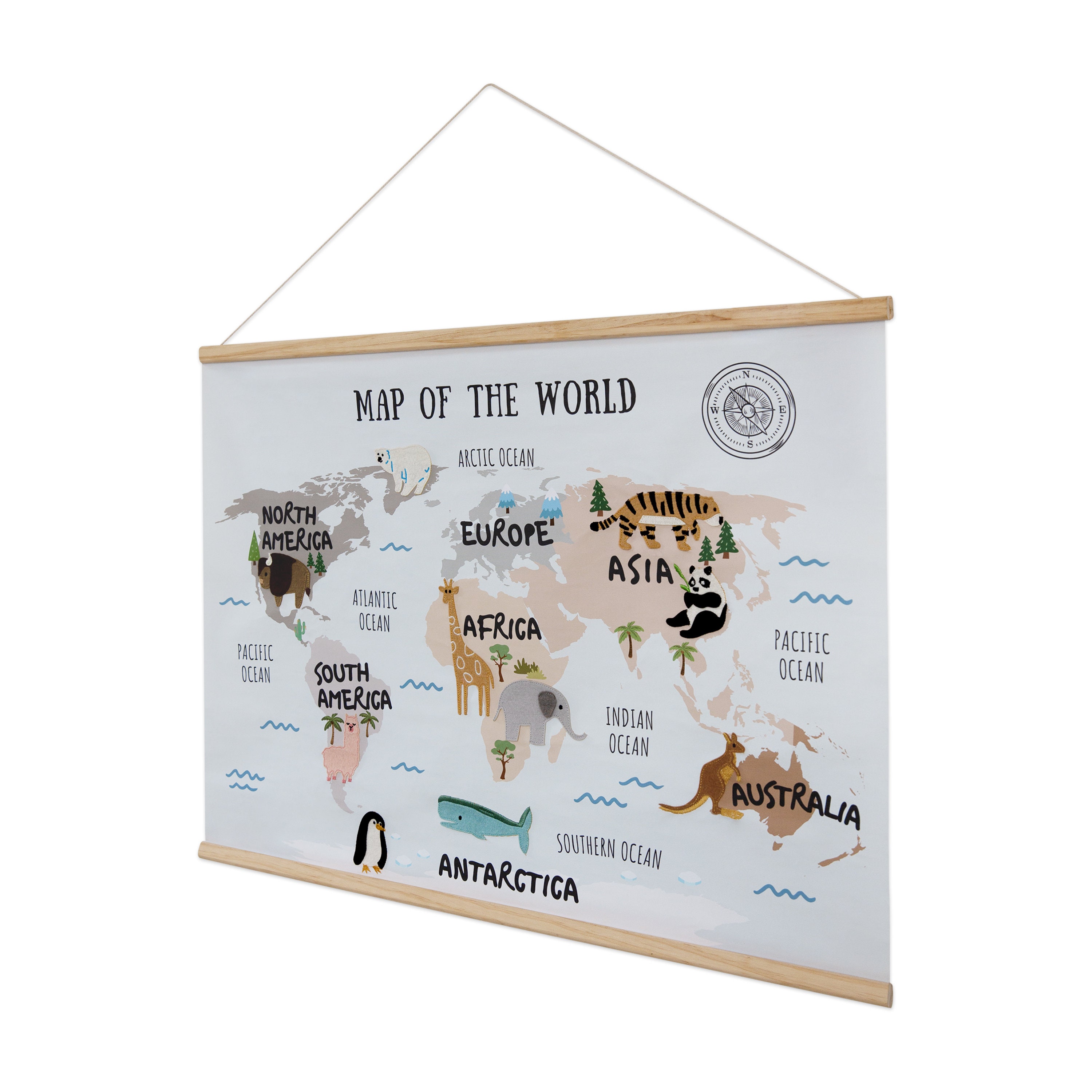 32 X 24 Inch Embroidered World Map Poster for Kids With Wood - Etsy