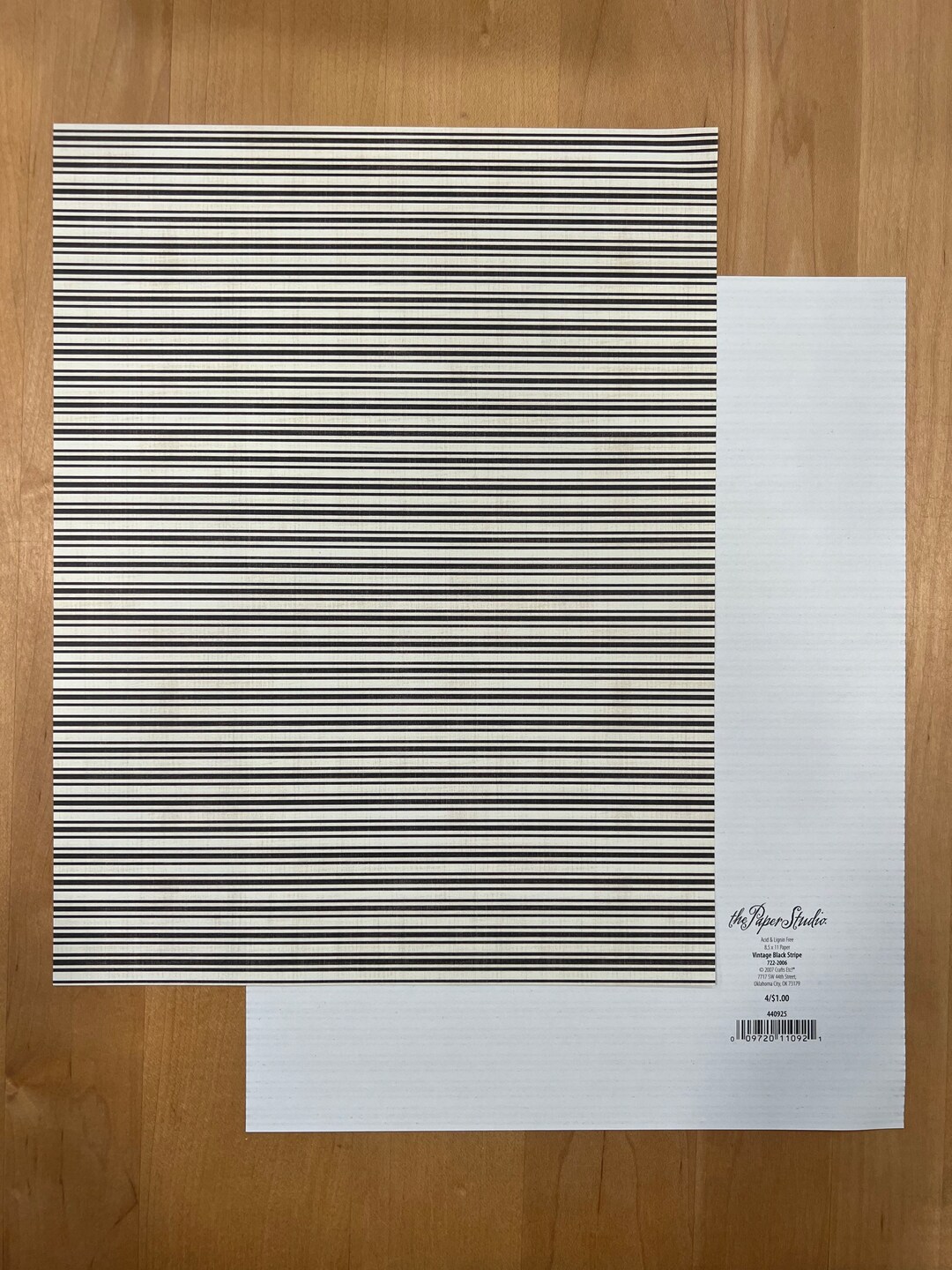 The Paper Studio Vintage Black Stripe Scrapbook Paper 8.5x11 Sheet ...