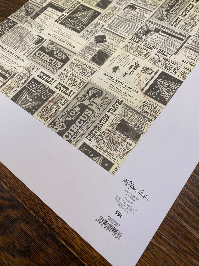 The Paper Studio Vintage Newspaper Scrapbook Paper 12x12 Sheet - Etsy