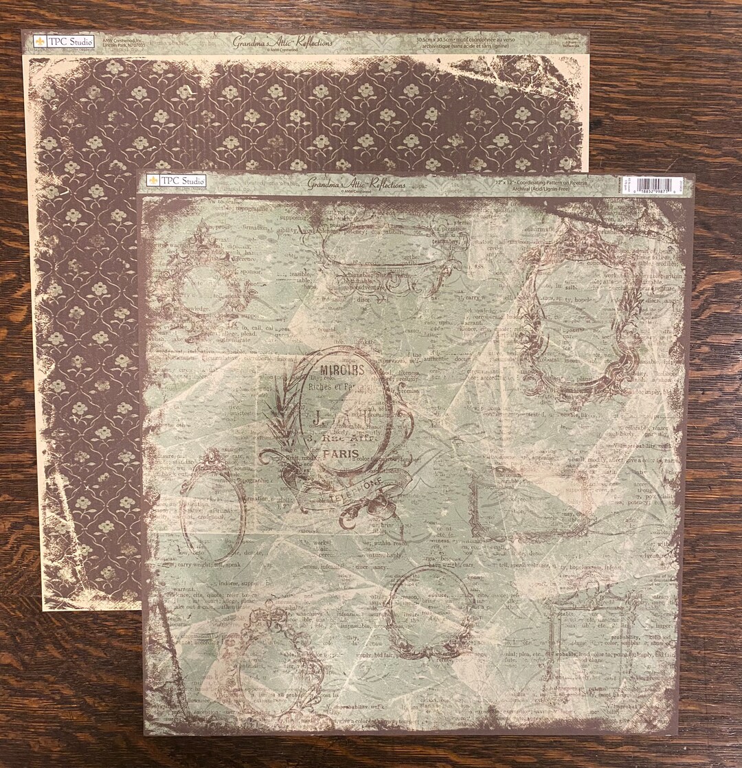25 Pack TPC Studio Grandmas Attic Reflections Scrapbook Paper 12x12 ...