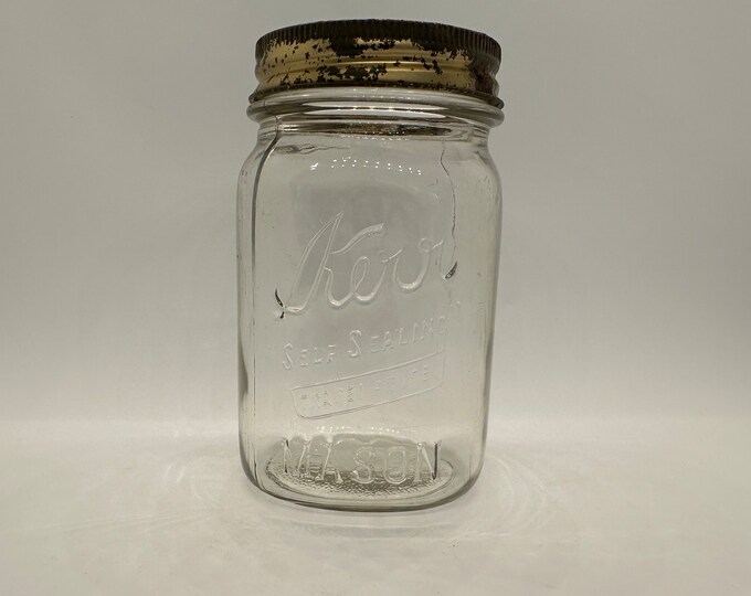 Antique Kerr “self-sealing” Square Pint Mason Jar Circa 1968-1980s With ...