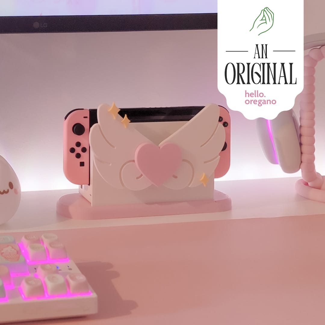 Heart Wings Nintendo Switch Dock Cover: Kawaii Pastel Celestial Design ...