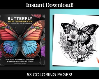 99 Butterfly Mandala Coloring Pages for Relaxation and Stress - Etsy