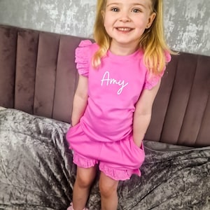 Girls Personalised Frill Short Set - Etsy UK
