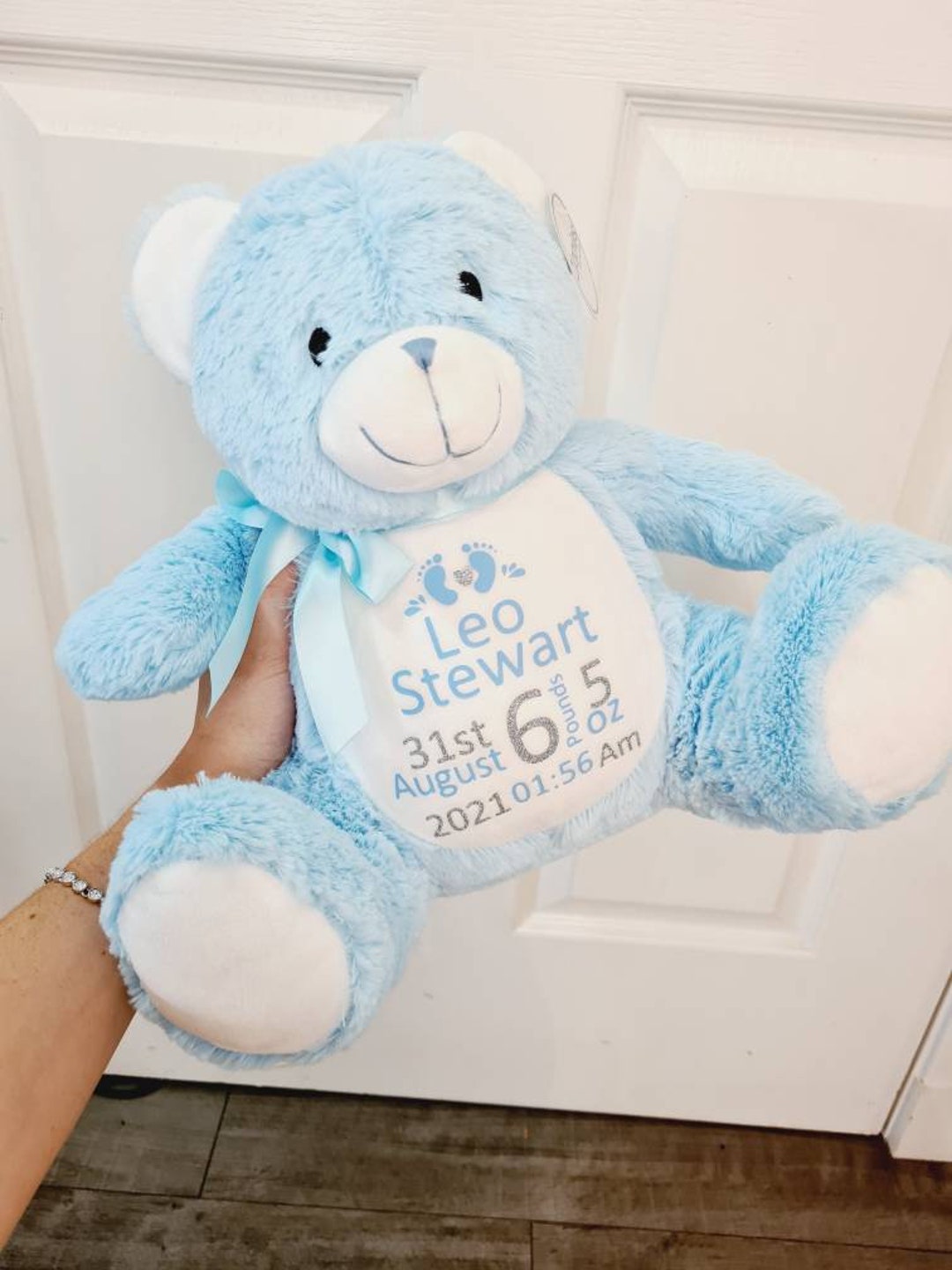 Personalised New Baby Gift Keepsake Teddy Bear Boy or Girl Birth Stats ...