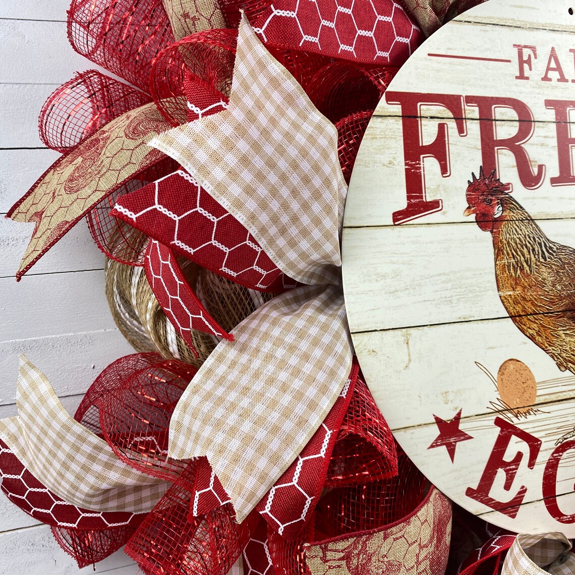 Rustic Chicken Wreath, Farm Fresh Eggs Wreath, Country Wreath, Farm ...