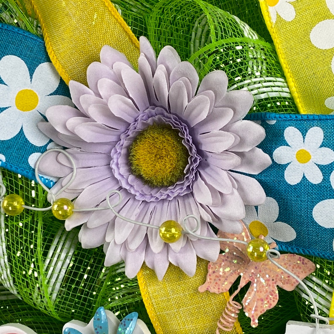 Welcome Spring Mesh Wreath for Front Door, Spring Wreath, Green Wreath ...