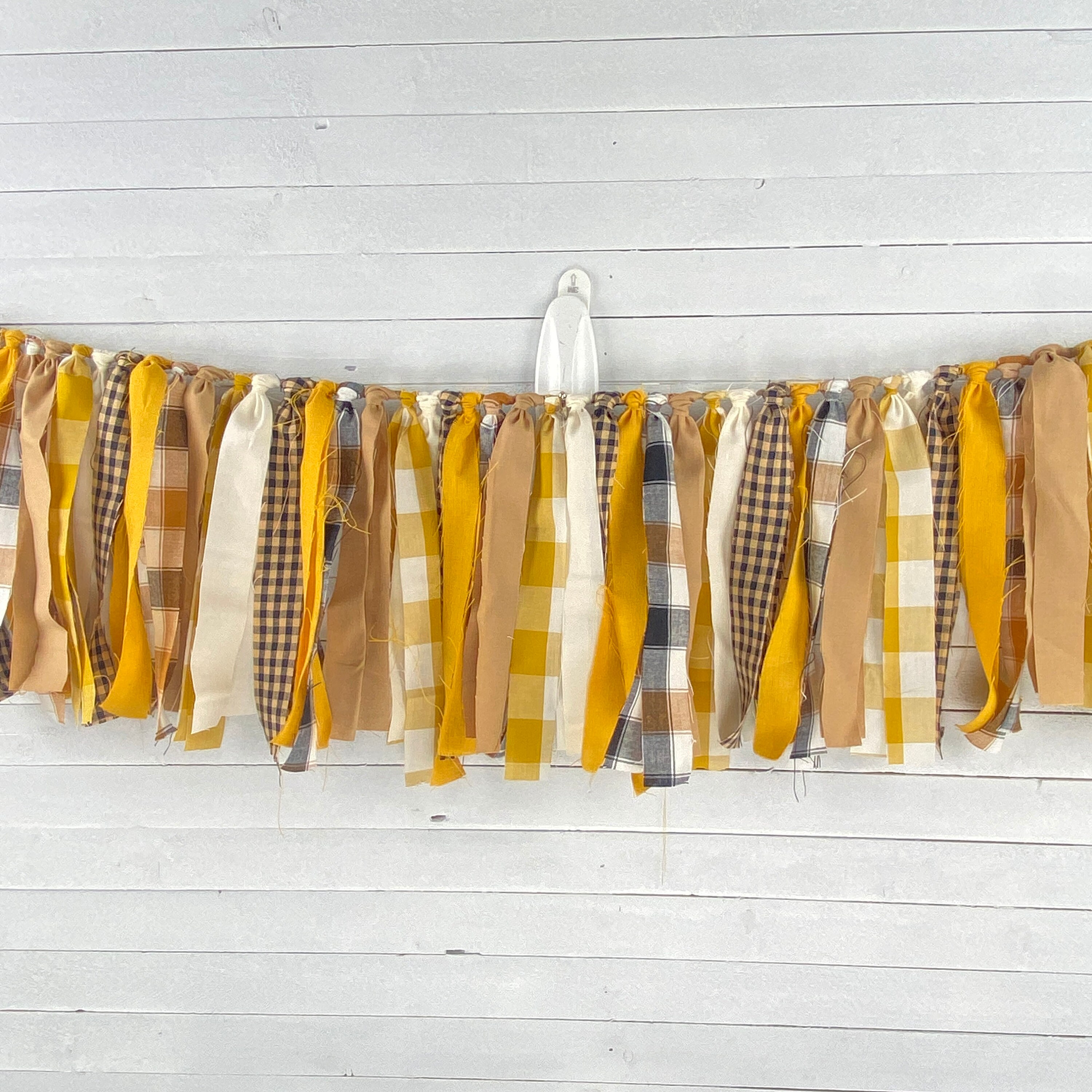 Farmhouse Fall Rag Tie Garland Yellow Fabric Tie Garland - Etsy
