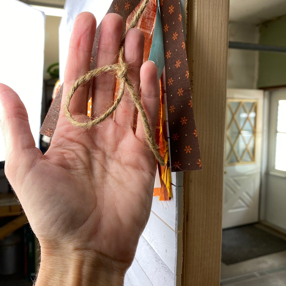 Farmhouse Fall Rag Tie Garland, Rustic Fall Mantle Fabric Rag Tie ...