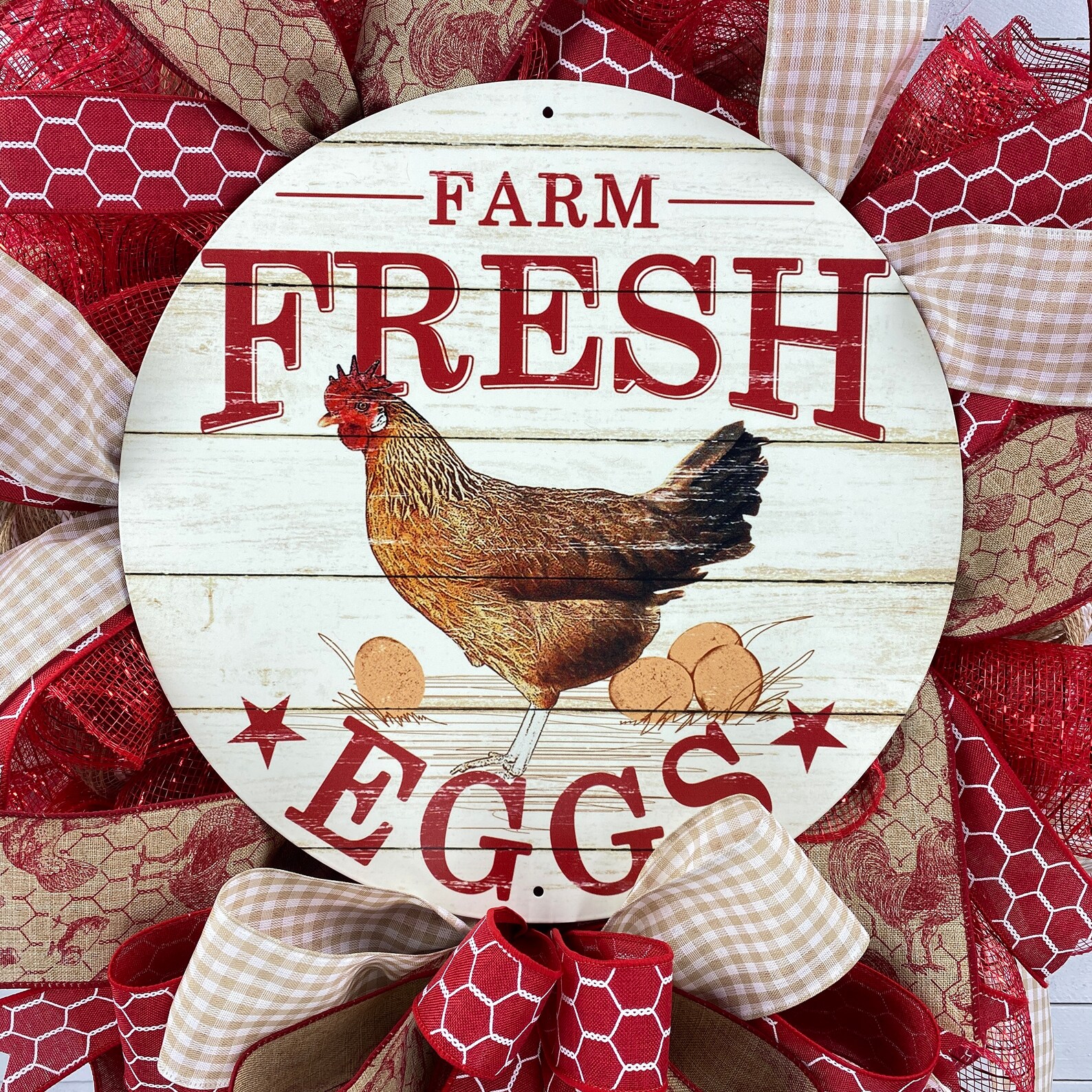 Rustic Chicken Wreath, Farm Fresh Eggs Wreath, Country Wreath, Farm ...