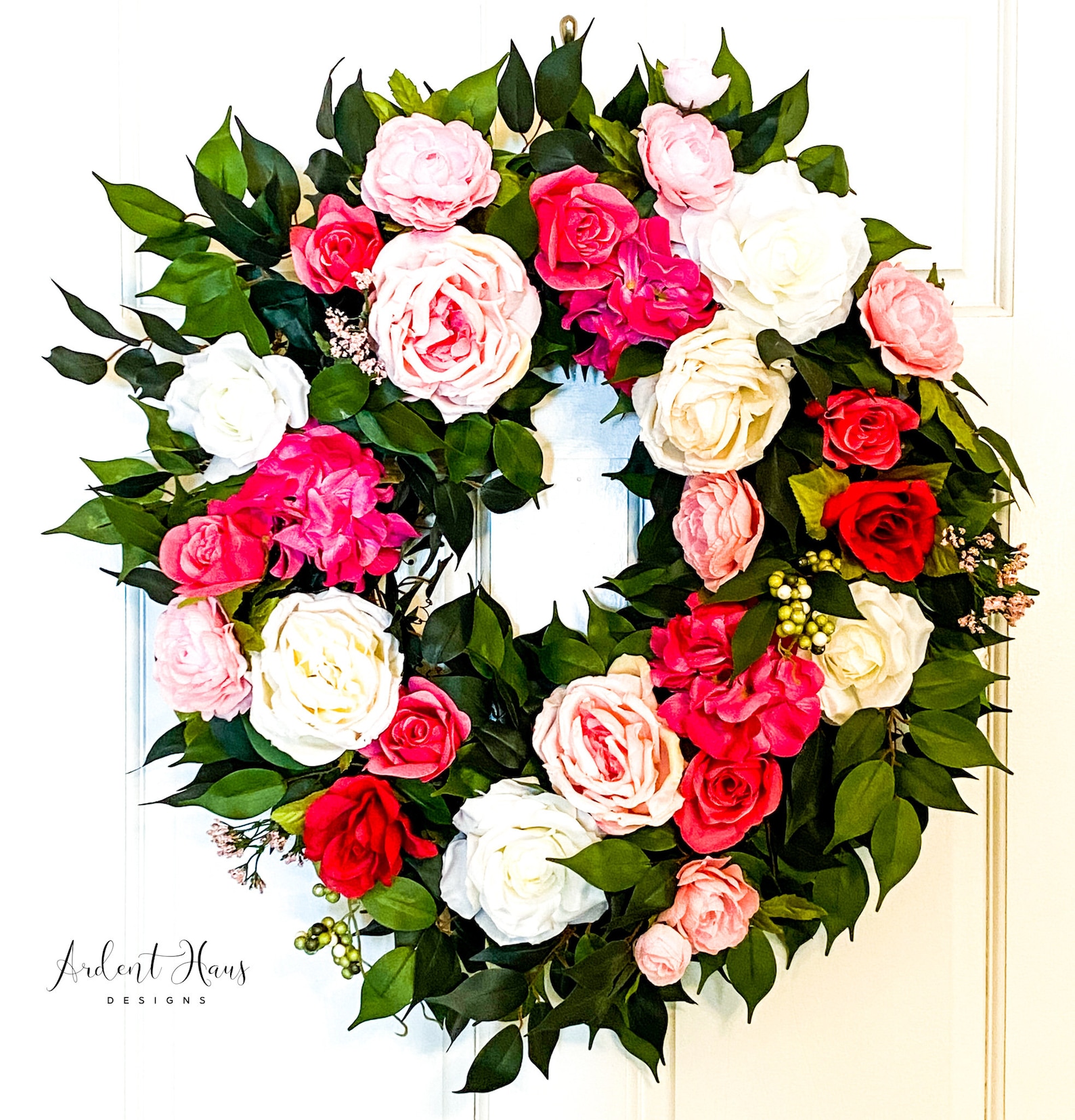 Spring Wreath for Front Door Rose Wreath Rose Grapevine | Etsy