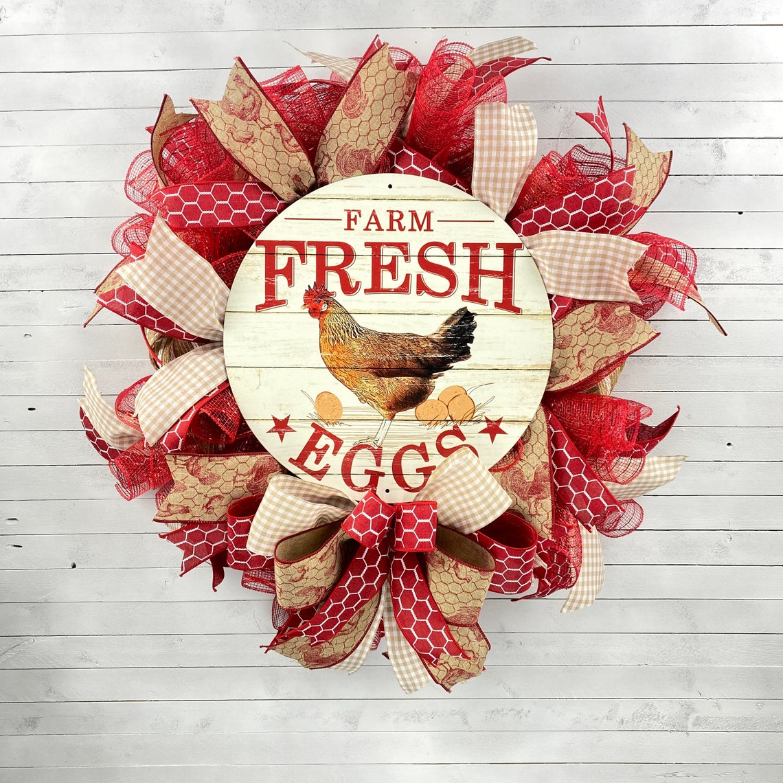 Rustic Chicken Wreath, Farm Fresh Eggs Wreath, Country Wreath, Farm ...