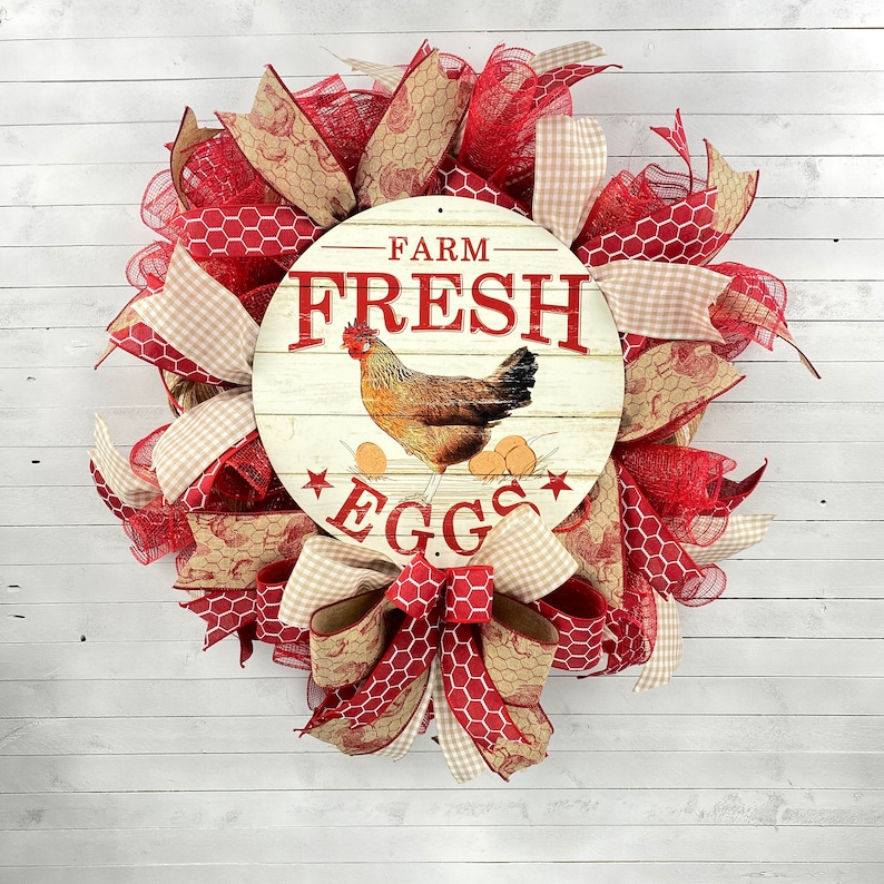 Rustic Chicken Wreath, Farm Fresh Eggs Wreath, Country Wreath, Farm ...