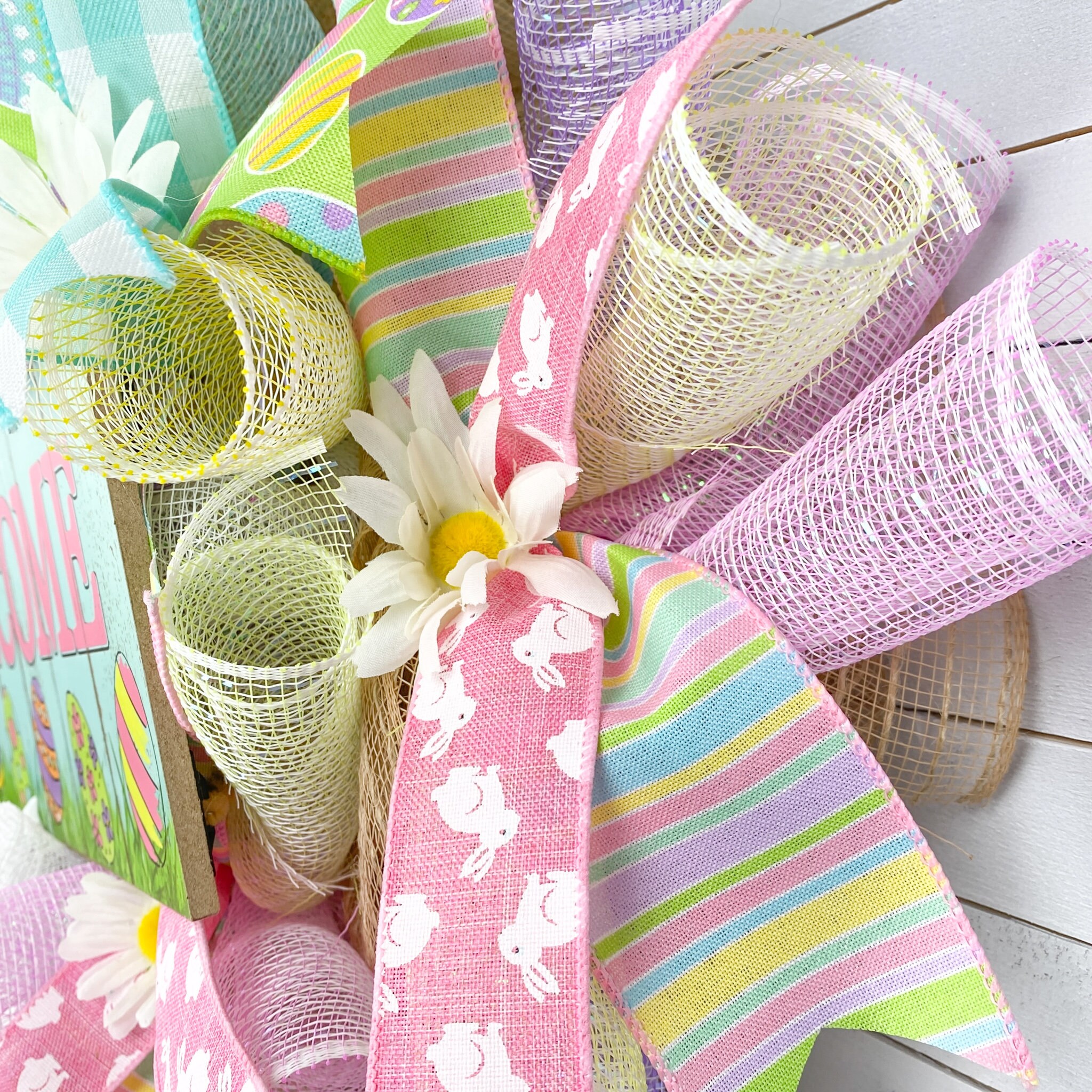 Rustic Welcome Easter Spring Wreath With Daisies for Front - Etsy