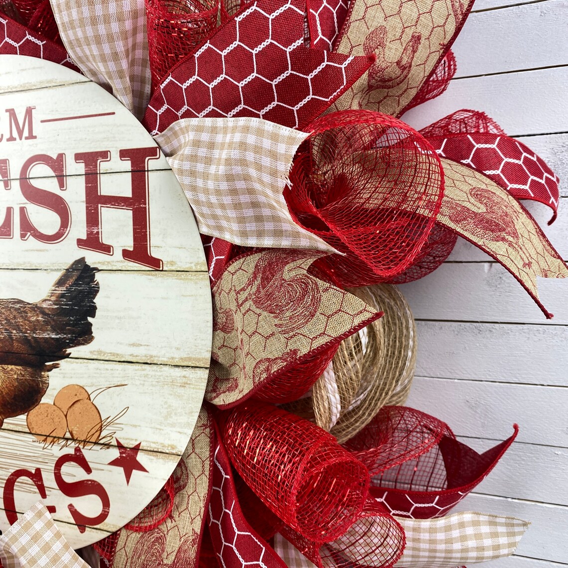 Rustic Chicken Wreath, Farm Fresh Eggs Wreath, Country Wreath, Farm ...