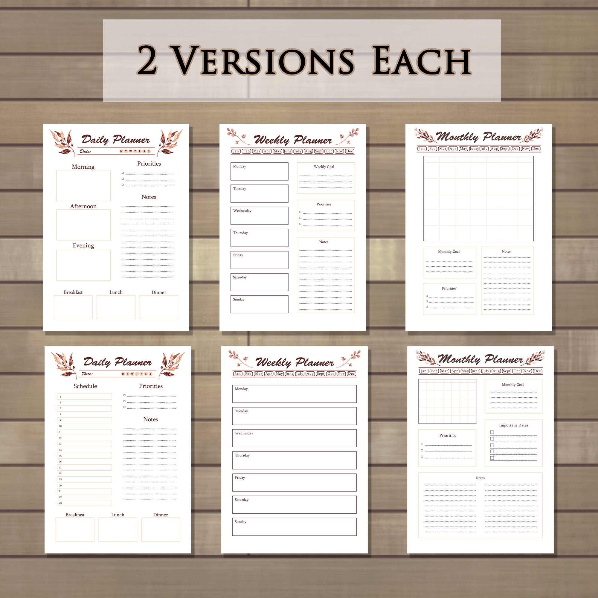 Printable Tiny Planner Bundle Minimalist Daily, Weekly and Monthtly ...