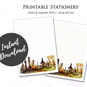Printable Stationery Halloween Graveyard Writing Paper for Your Letter ...