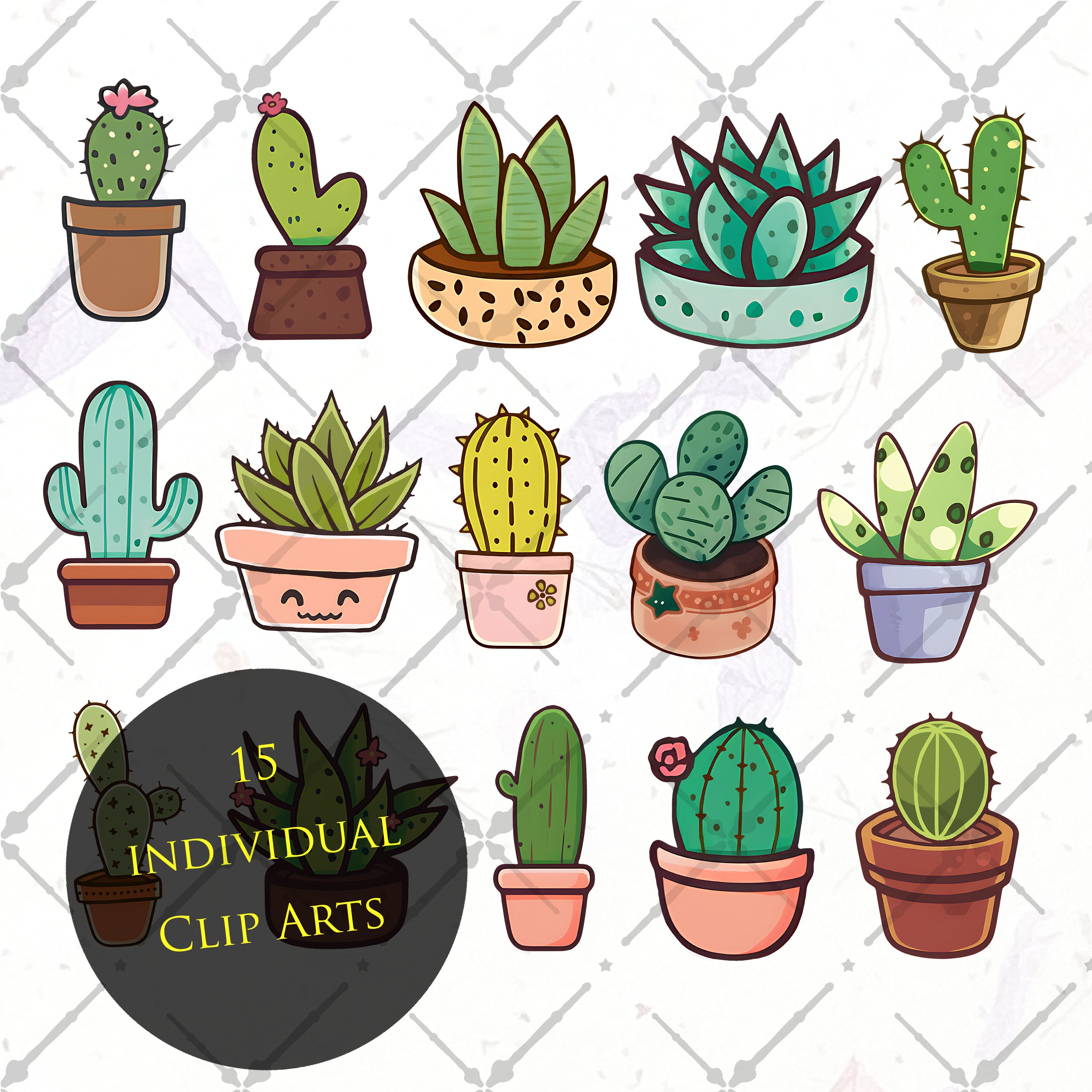 Cute Cactus Clipart Potted Cactus PNG - Etsy