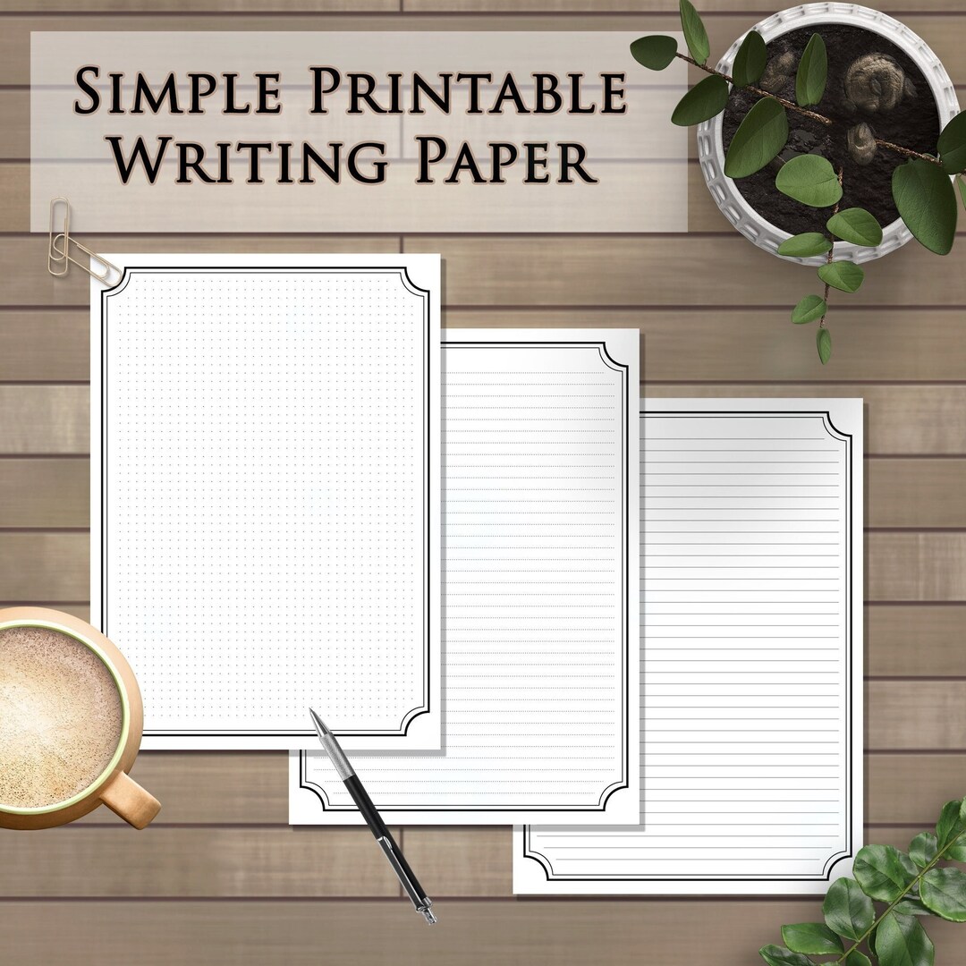 Printable Stationery Paper | Simple Minimalist Writing Paper for Letter ...