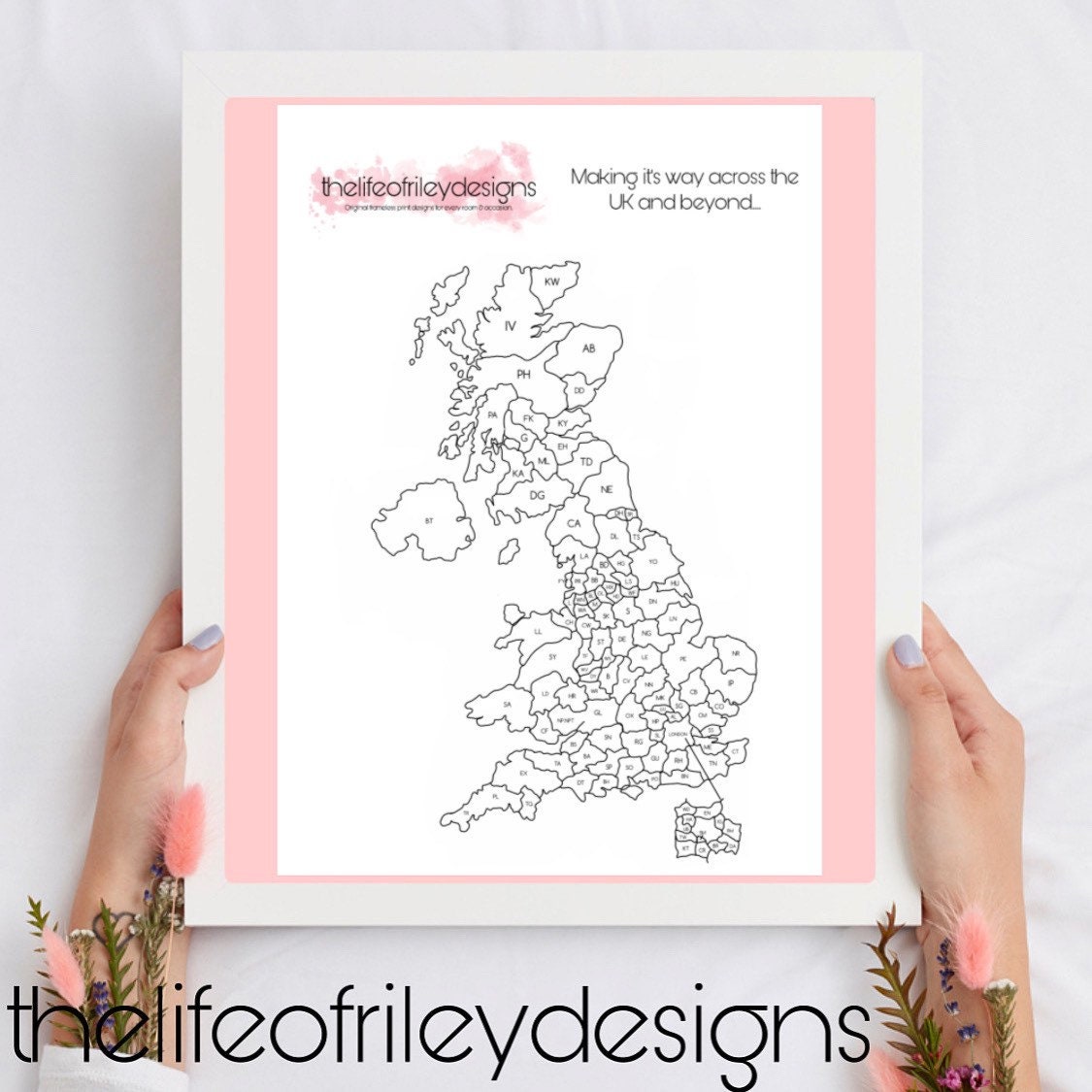 Personalised UK Postcode Colour in Order Tracking Map Print | Etsy UK