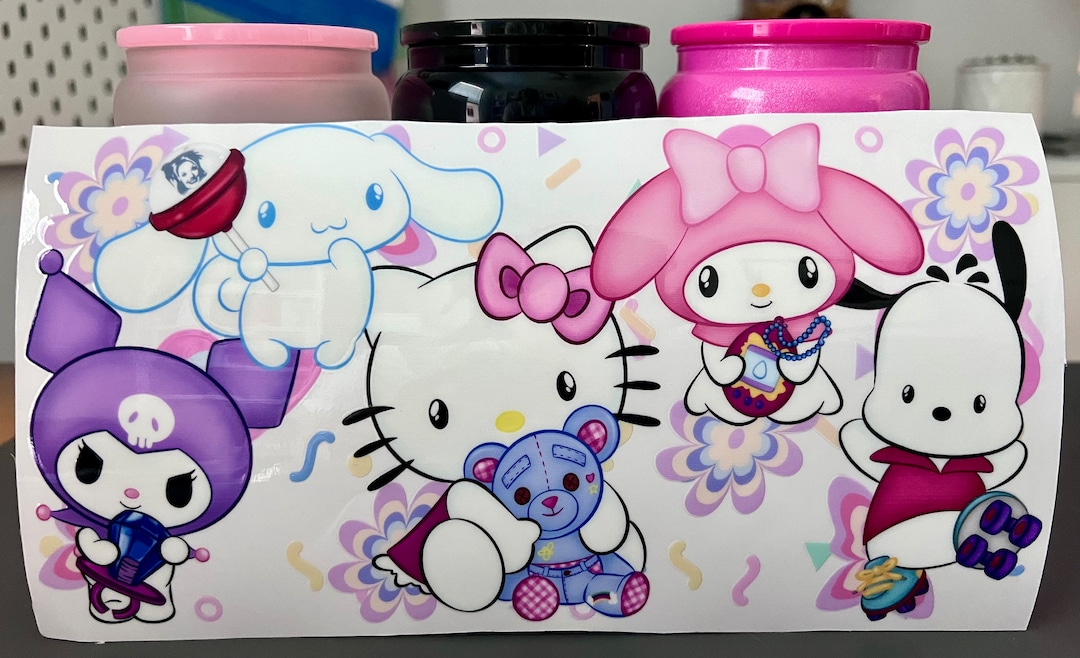 Hello Kitty and Friends Inspired Design UV DTF Cup Wrap 16-ounce Wrap ...