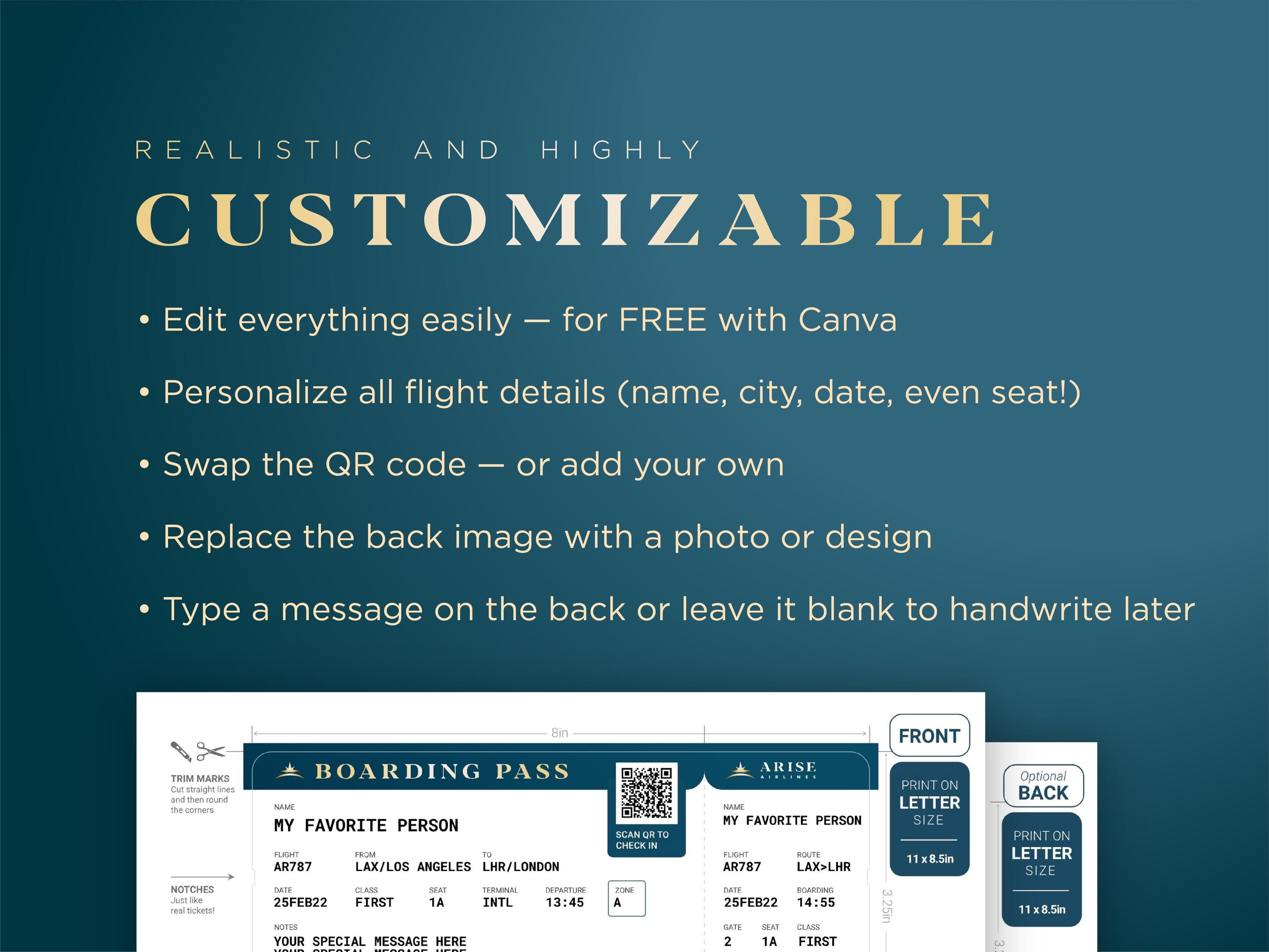 Editable Boarding Pass Template: Surprise Trip Reveal (canva PDF ...