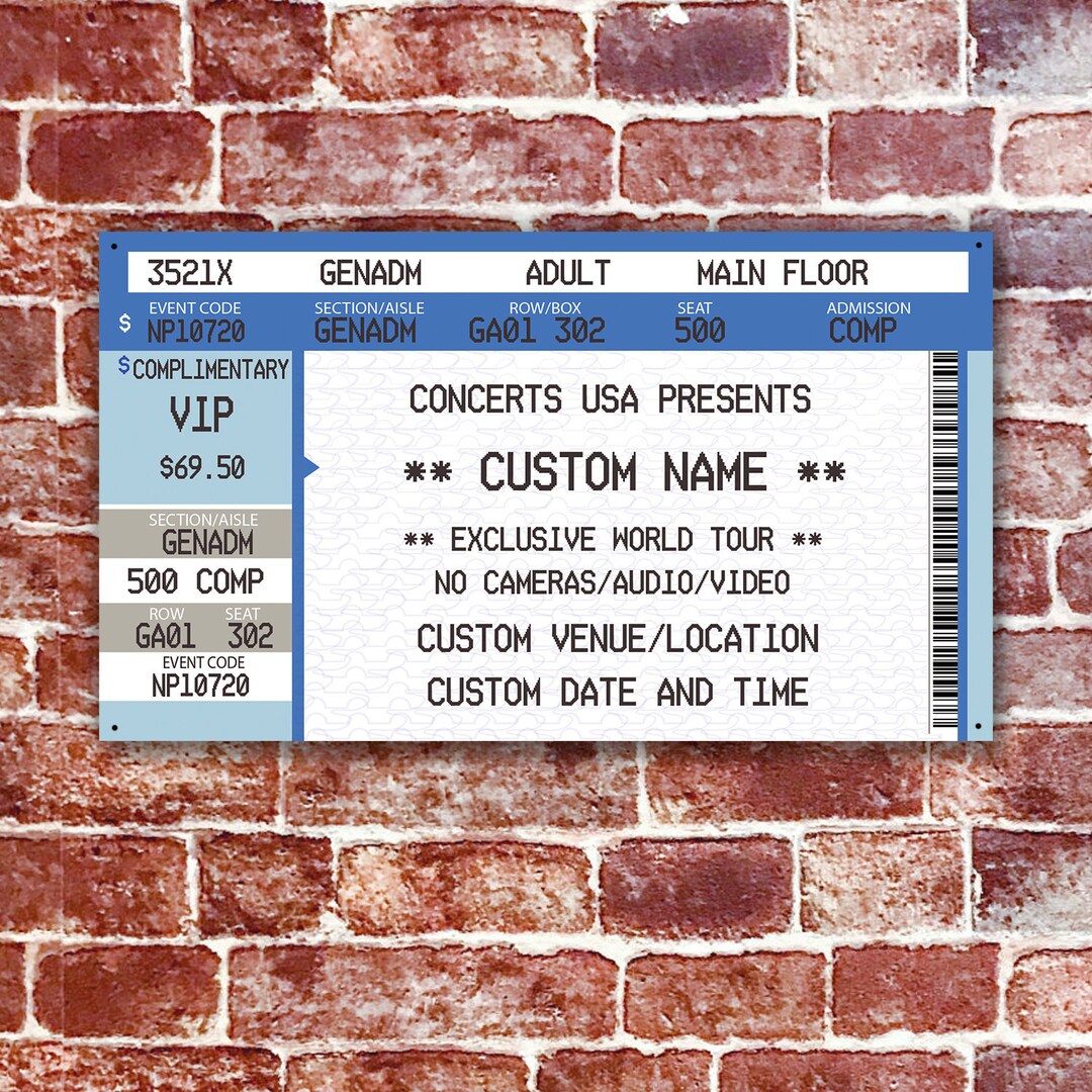Completely Customizable Ticket Wall Art, ALL Text Customized by YOU! - Etsy