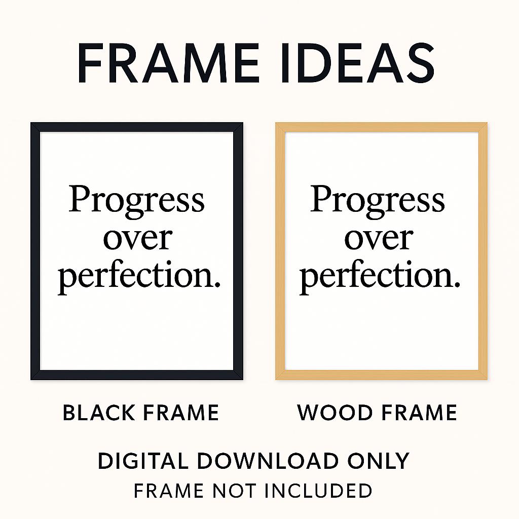 Minimalist Motivational Quote Poster – “progress Over Perfection ...