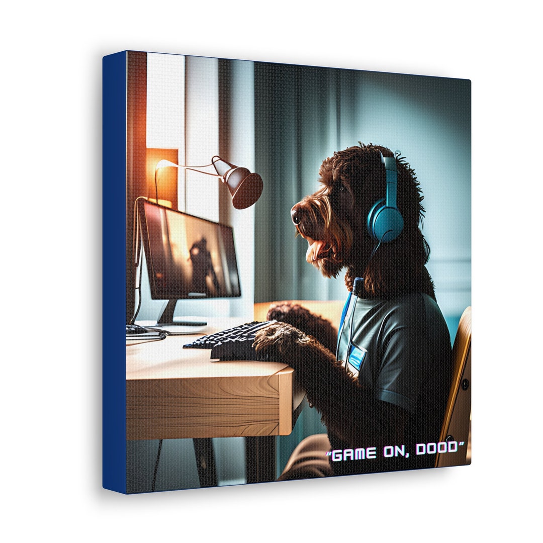 Dog Canvas Print Picture Dog Wall Art Game On, Dood Video Gamer Boys ...