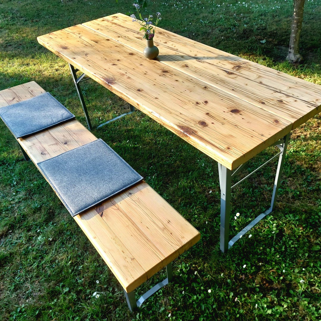 Beer Tent Set Garden Table Made of Reclaimed Wood Outdoor Foldable Beer ...