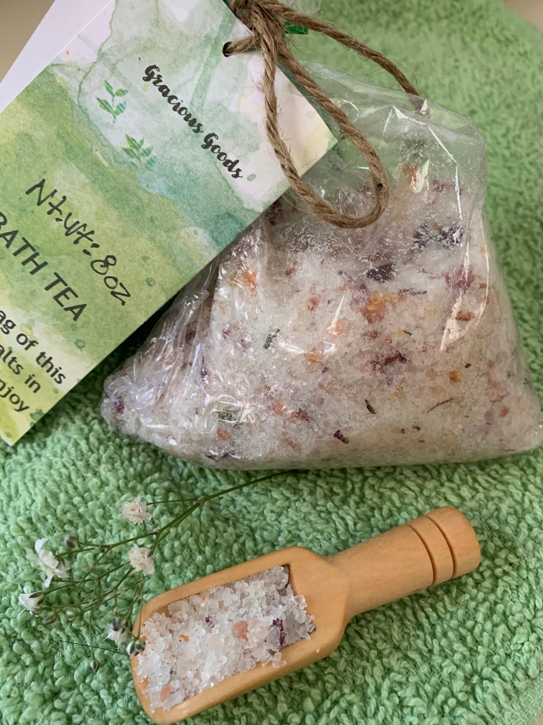 Bath Salt Tea With Re-usable Organza "tea Bag" & Mini Wooden Scoop - Etsy