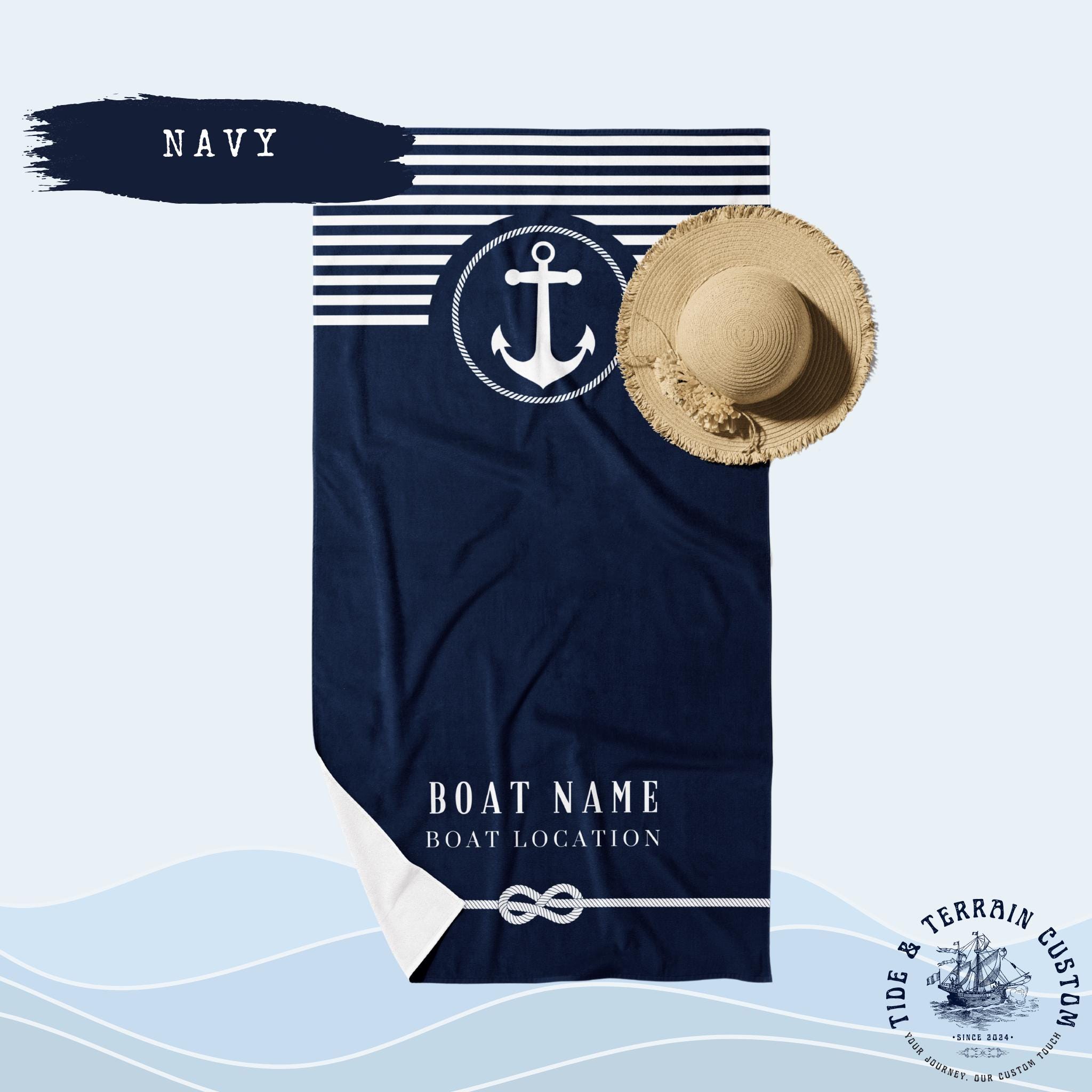 Personalized Anchor Boat Towel | Custom Boat Luxury Beach Towel ...