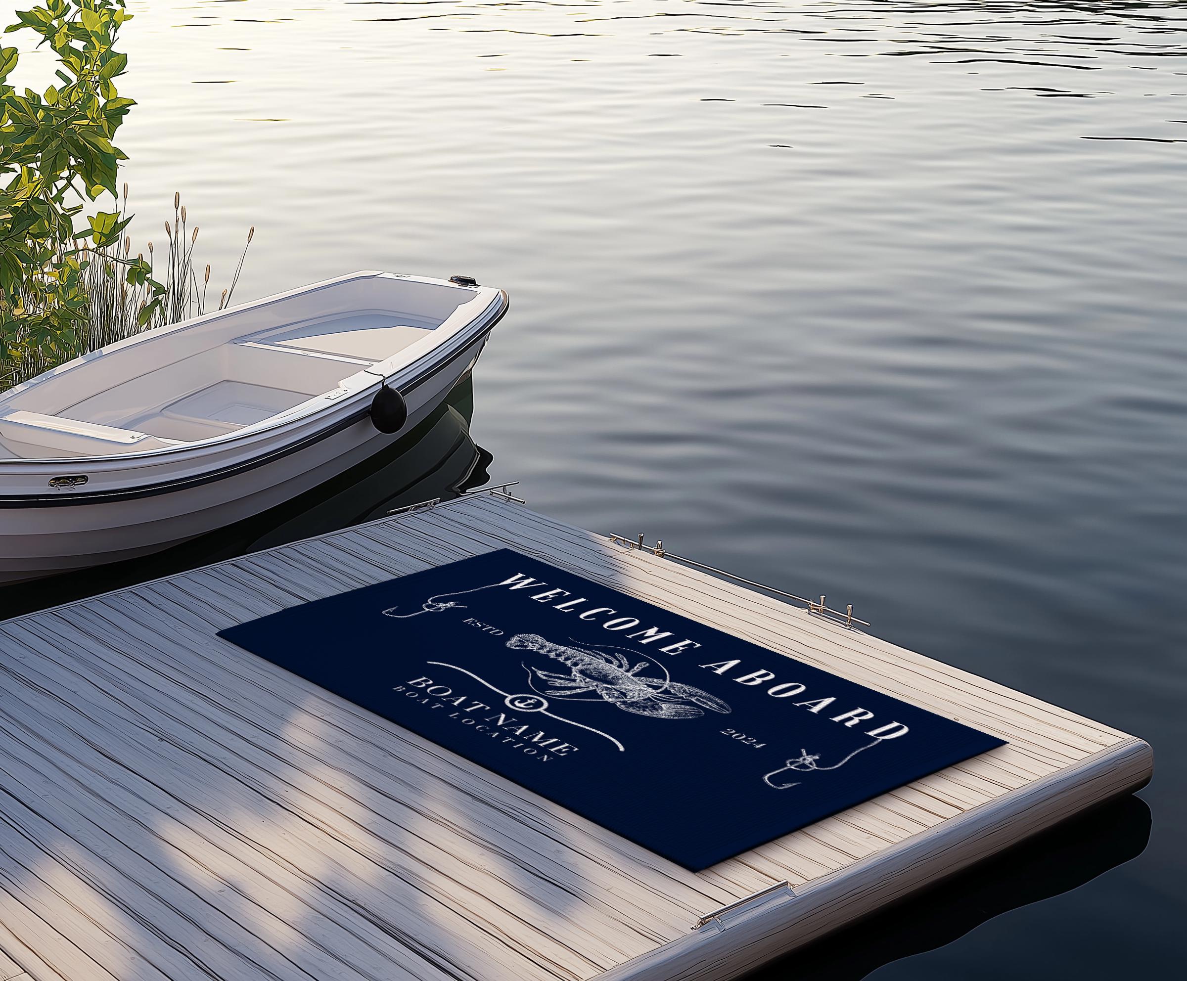 Personalized Boat Rug Custom Nautical Mat Welcome Aboard Mat Luxury ...