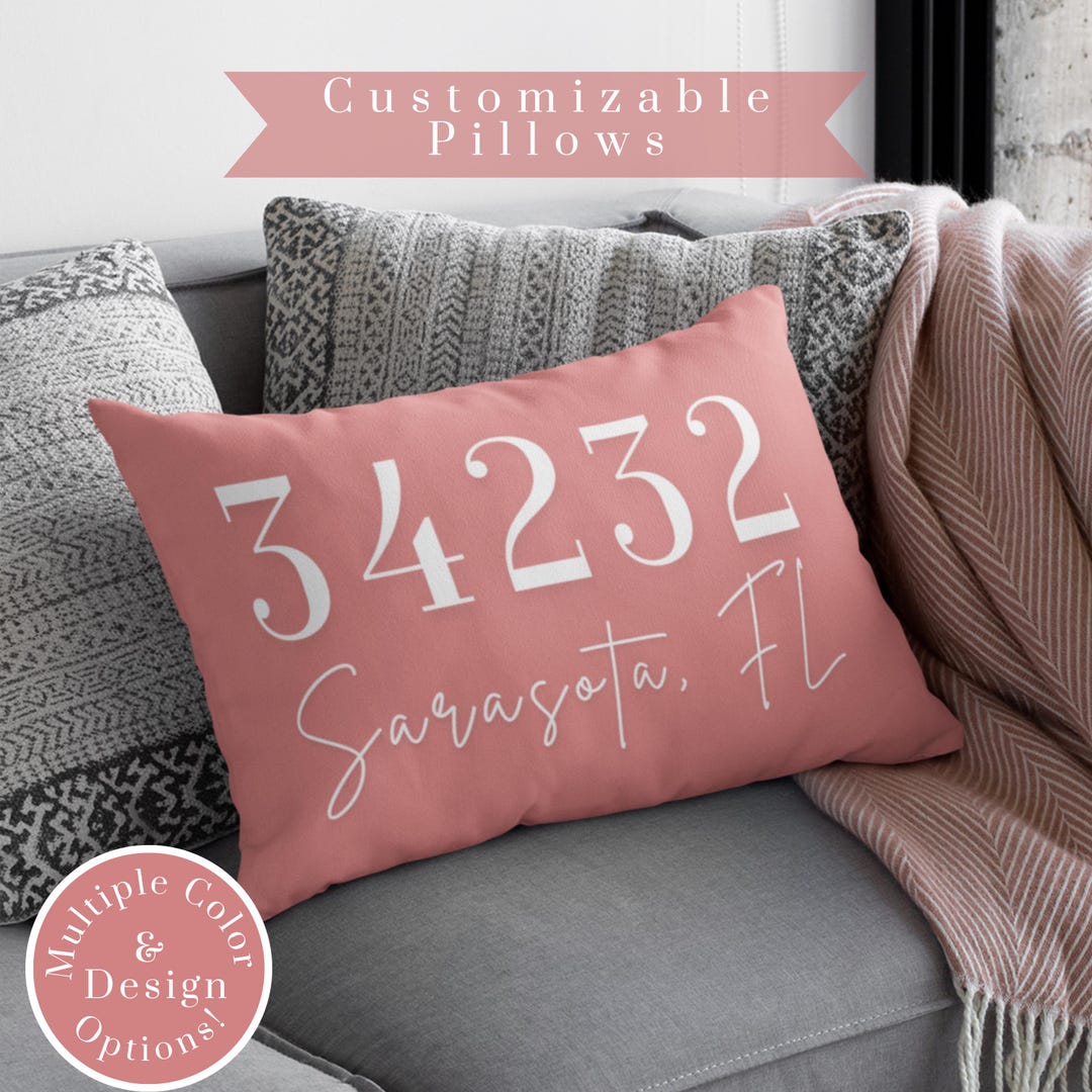Custom Zip Code Pillow - Personalized Coastal Beach House Decor ...
